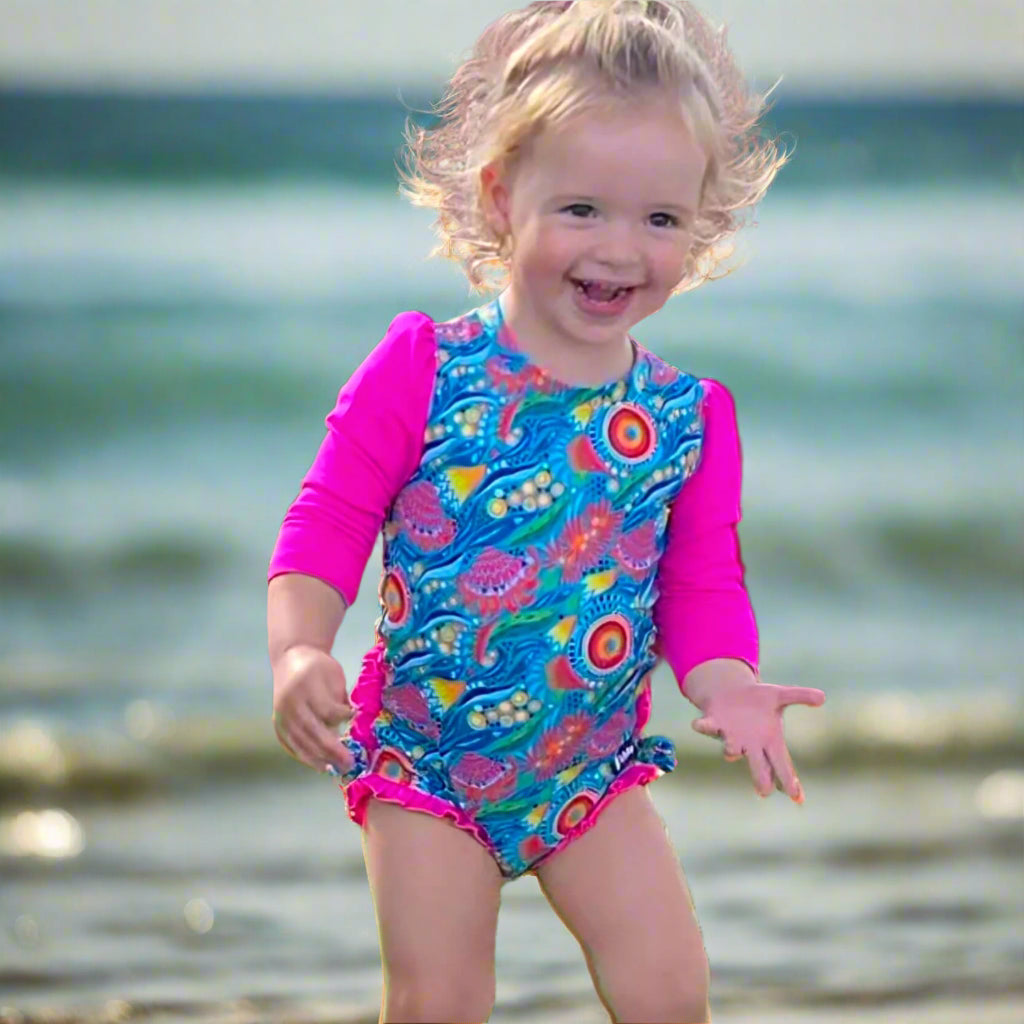 Infant Newborn Girls Bathers | Swimsuit with Snaps – TicTasTogs