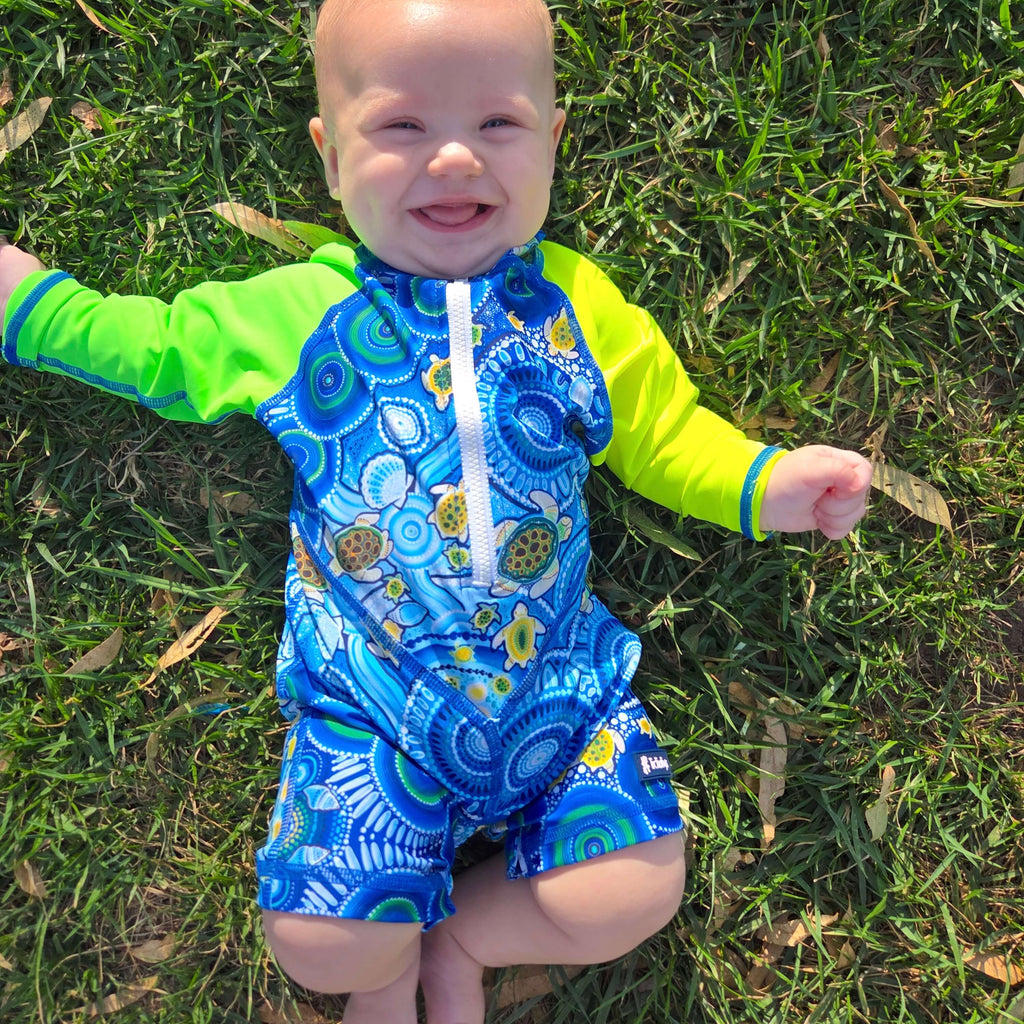 Kids Aboriginal Swimwear | Visibility Long Sleeve | Turtle – TicTasTogs